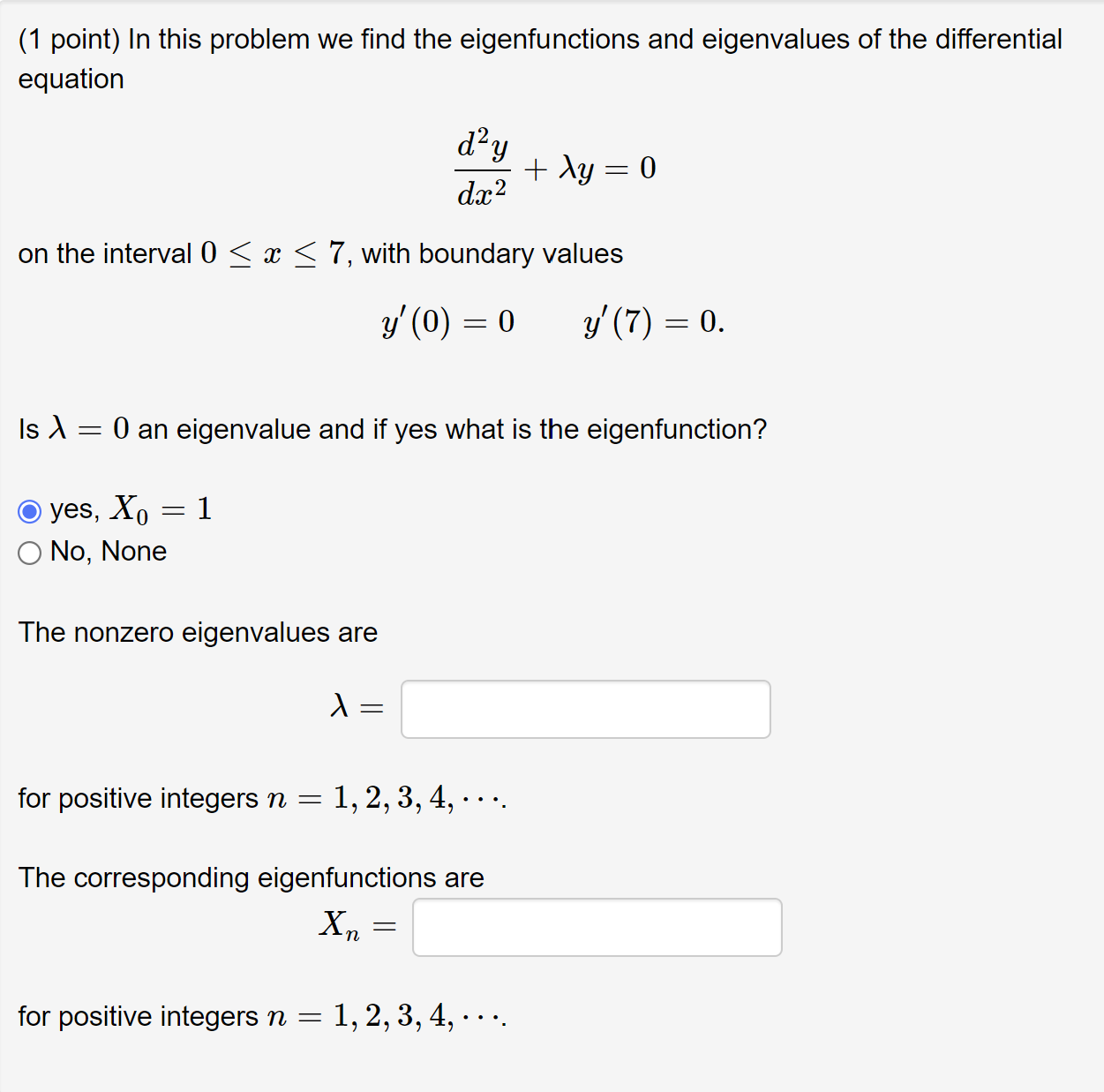 Solved (1 ﻿point) ﻿In this problem we find the | Chegg.com