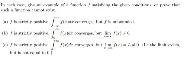 Solved In each case, give an example of a function f | Chegg.com