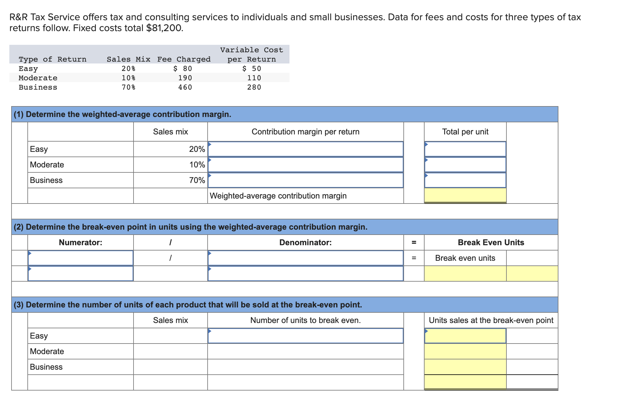 Solved R&R Tax Service offers tax and consulting services to | Chegg.com