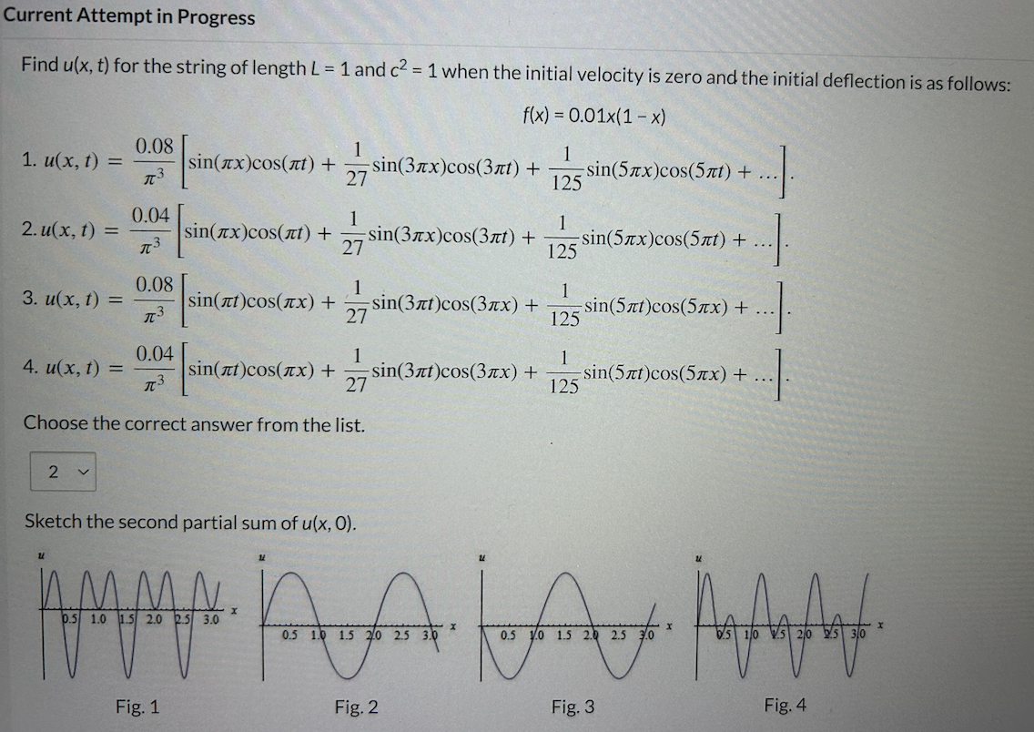 Solved Find u(x,t) for the string of length L=1 and c2=1 | Chegg.com