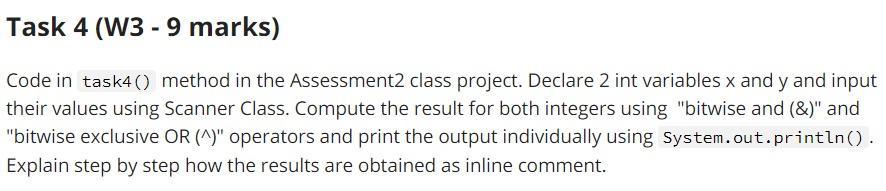 Solved Task 4 (W3 - 9 marks) 4 Code in task4() method in the | Chegg.com