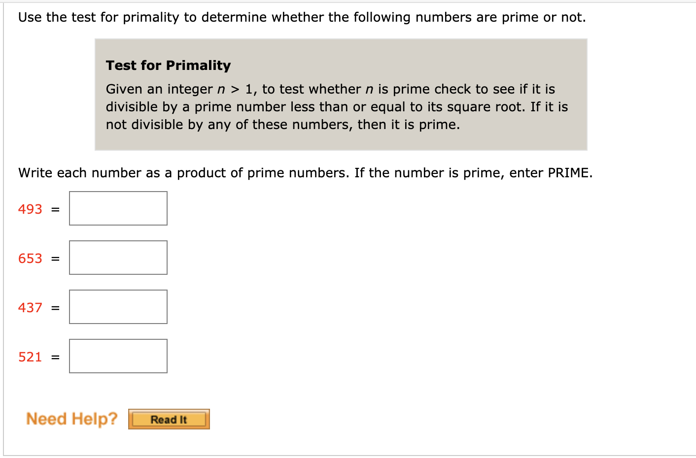 Solved Use the test for primality to determine whether the | Chegg.com