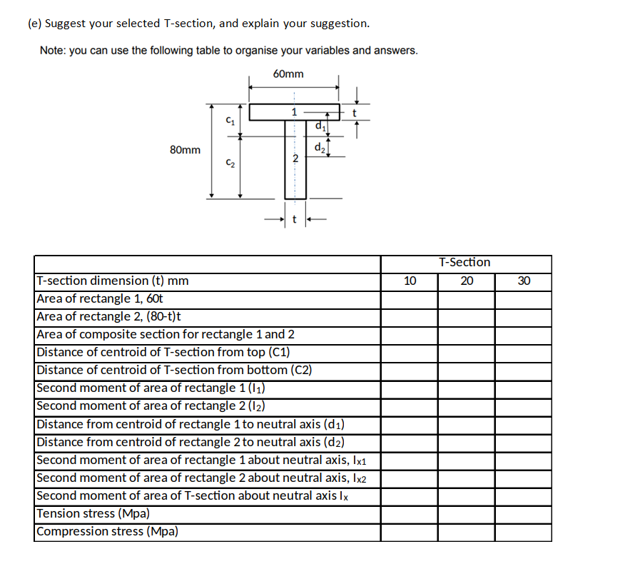 Solved (e) Suggest your selected T-section, and explain your | Chegg.com