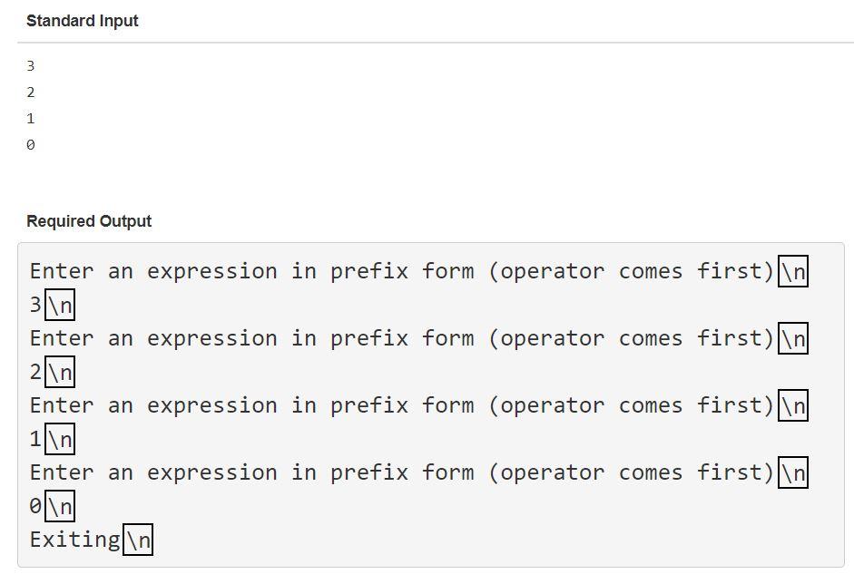 Solved Ask the user for prefix expressions and evaluate | Chegg.com