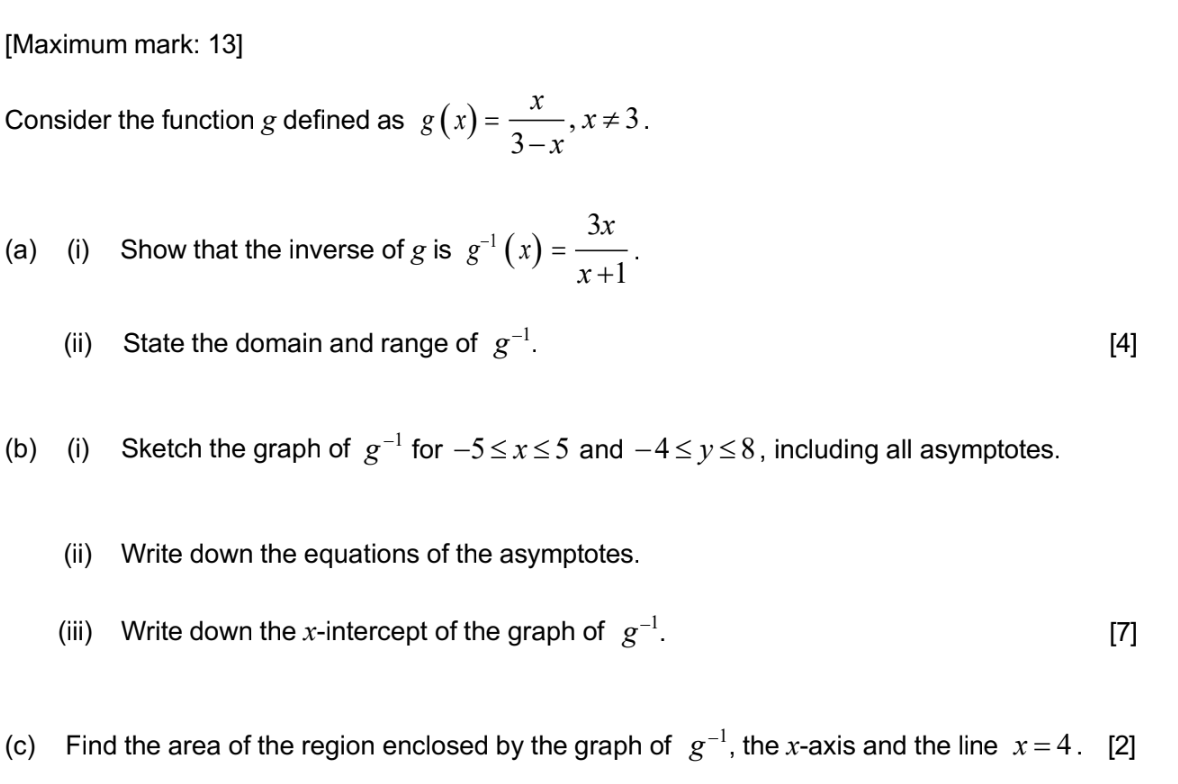 Solved Maximum mark: 13] Consider the function g defined as | Chegg.com
