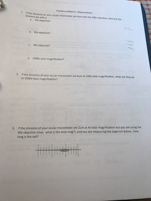Solved Practice problems: Measurement 1. If the divisions on | Chegg.com