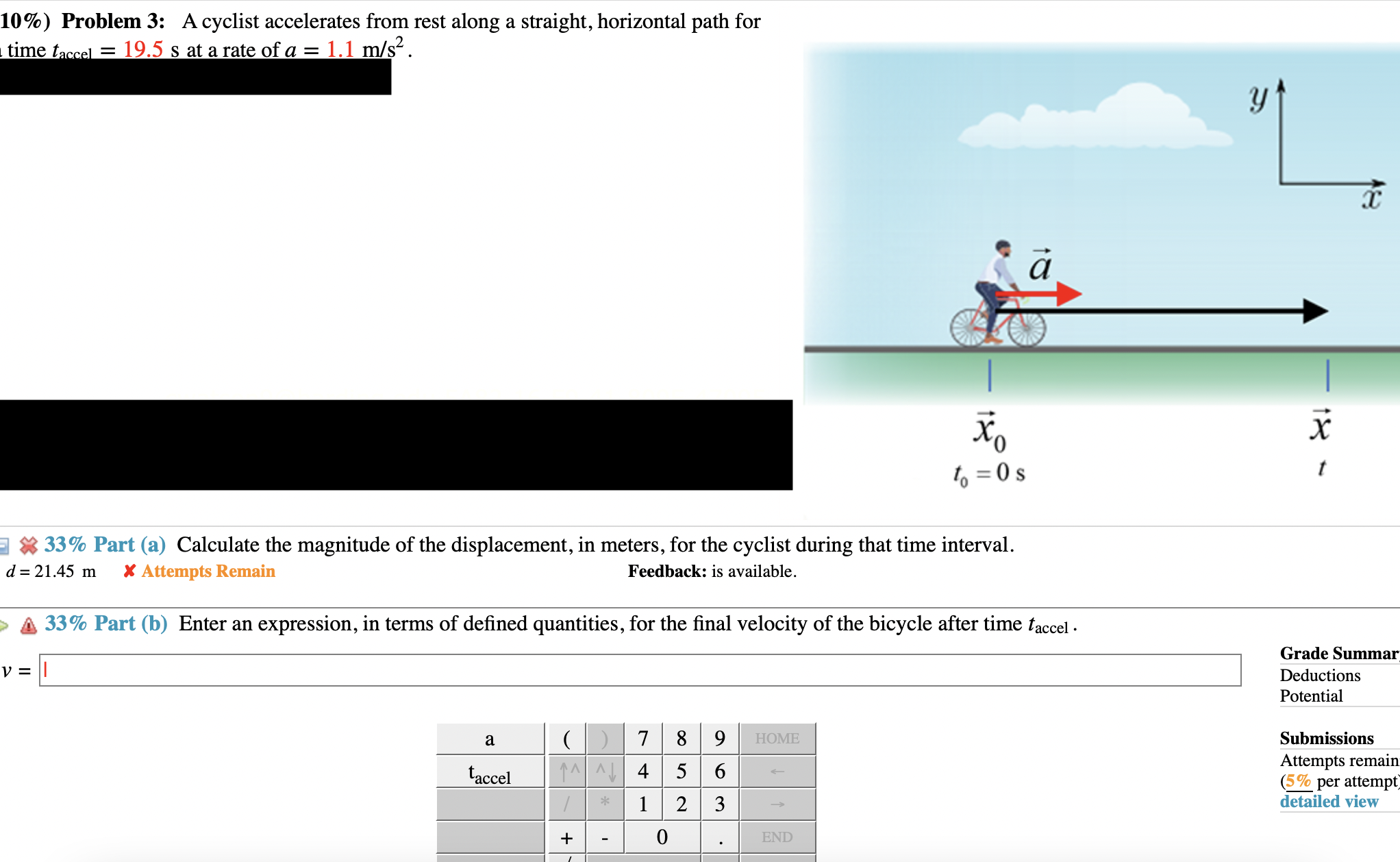Solved 10 Problem 3 A Cyclist Accelerates From Rest