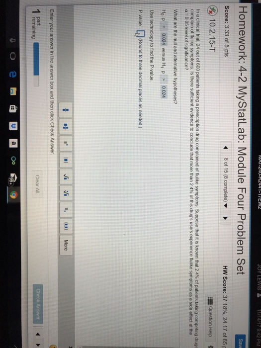Solved Homework: 4-2 MyStatLab: Module Four Problem Set | Chegg.com