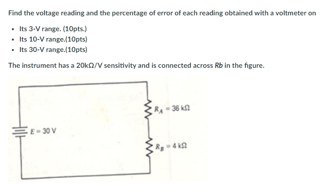 Solved Find the voltage reading and the percentage of error | Chegg.com