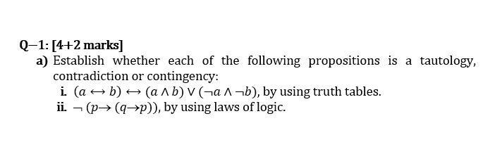 Solved Establish whether each of the following propositions | Chegg.com