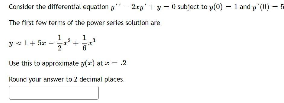 Solved Consider the differential equation y'' - 2xy' + y = 0 | Chegg.com