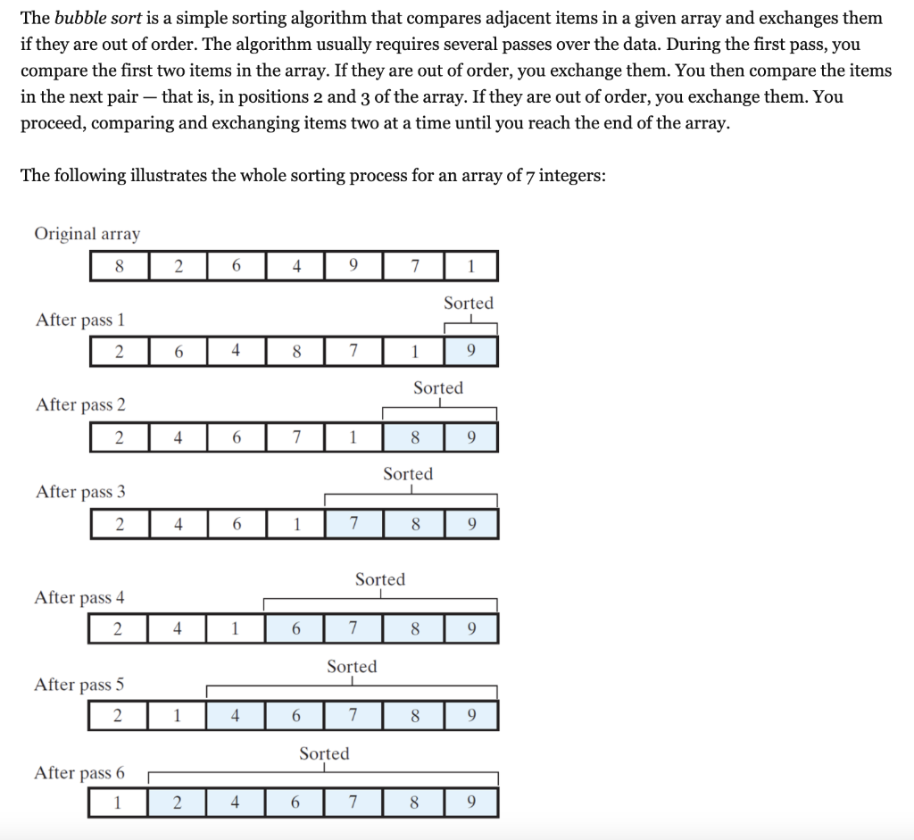 The bubble sort is a simple sorting algorithm that | Chegg.com