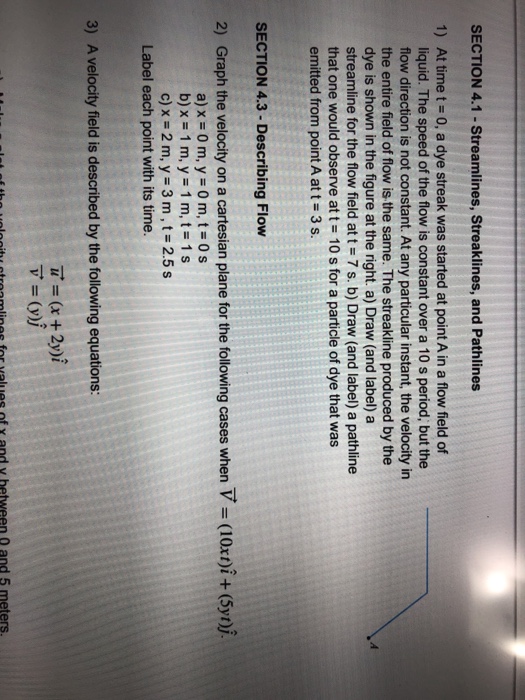 Solved SECTION 4.1 - Streamlines, Streaklines, and Pathlines | Chegg.com