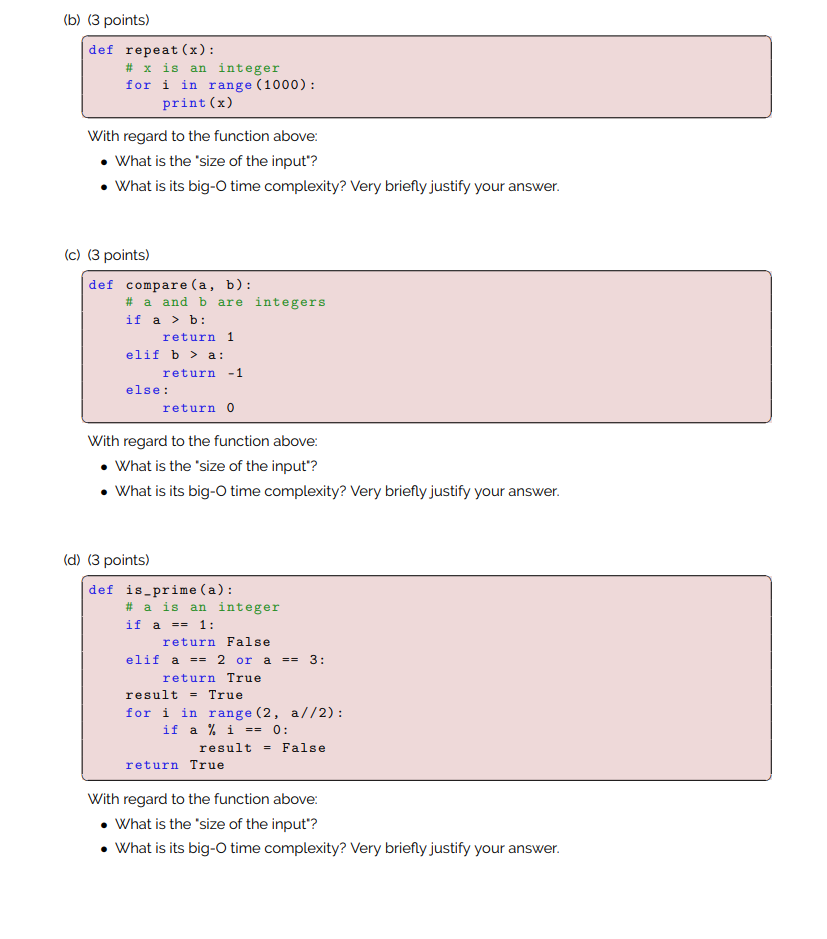 Solved Scenarios (a) (3 points) def search(L, target): # L | Chegg.com