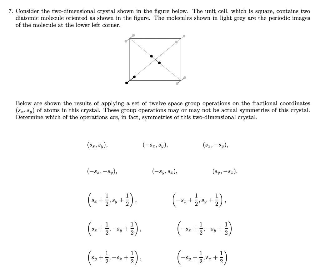 7. Consider the two-dimensional crystal shown in the | Chegg.com
