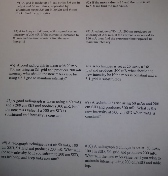 Solved #2) If the mAs value is 25 and the time is set to 500 | Chegg.com