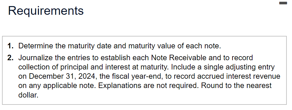 Solved Data table Requirements 1. Determine the maturity | Chegg.com