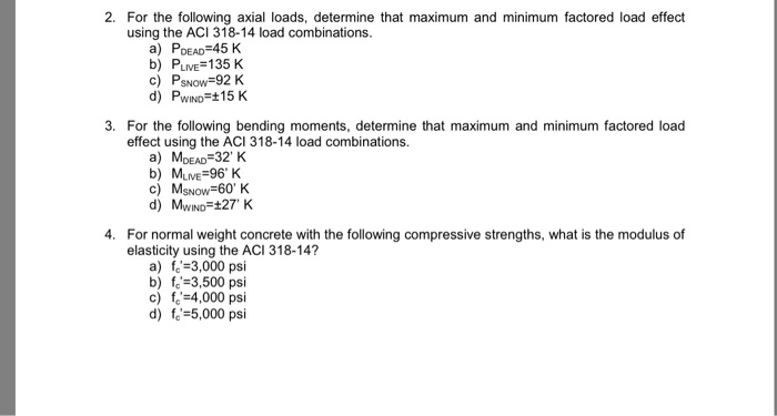 Solved For the following axial loads, determine that maximum | Chegg.com