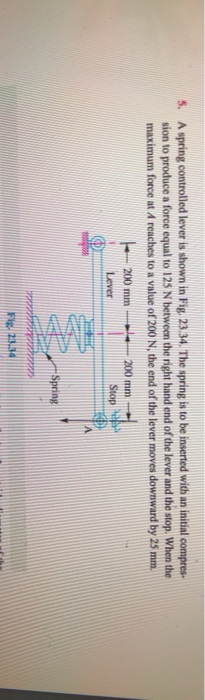 Solved 5. A spring controlled lever is shown in Fig. 23.34. | Chegg.com