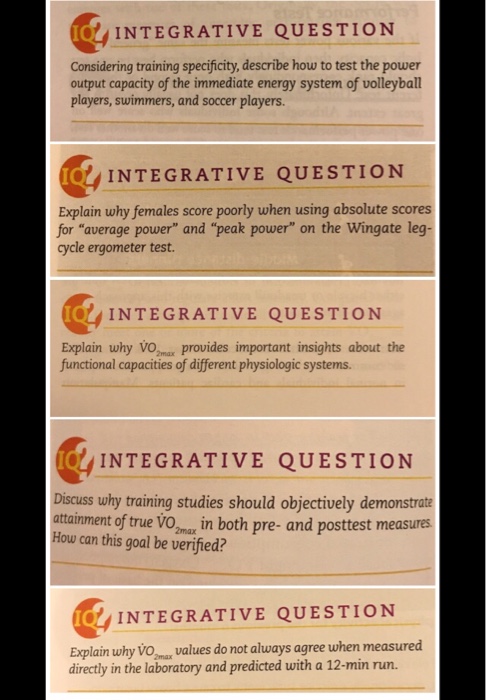Solved INTEGRATIVE QUESTION Considering training | Chegg.com