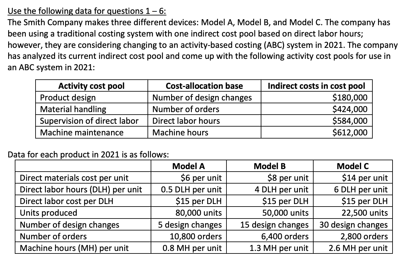 Solved 1. Calculate the unit product cost for Model A using | Chegg.com