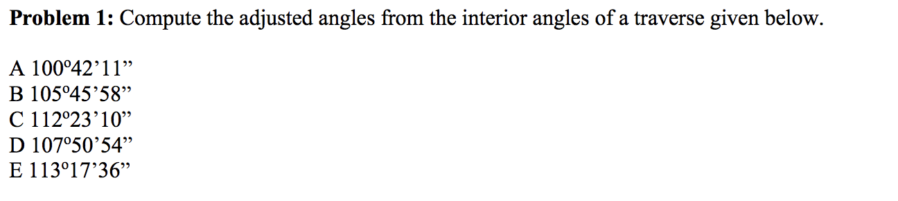Solved Problem 1: Compute the adjusted angles from the | Chegg.com