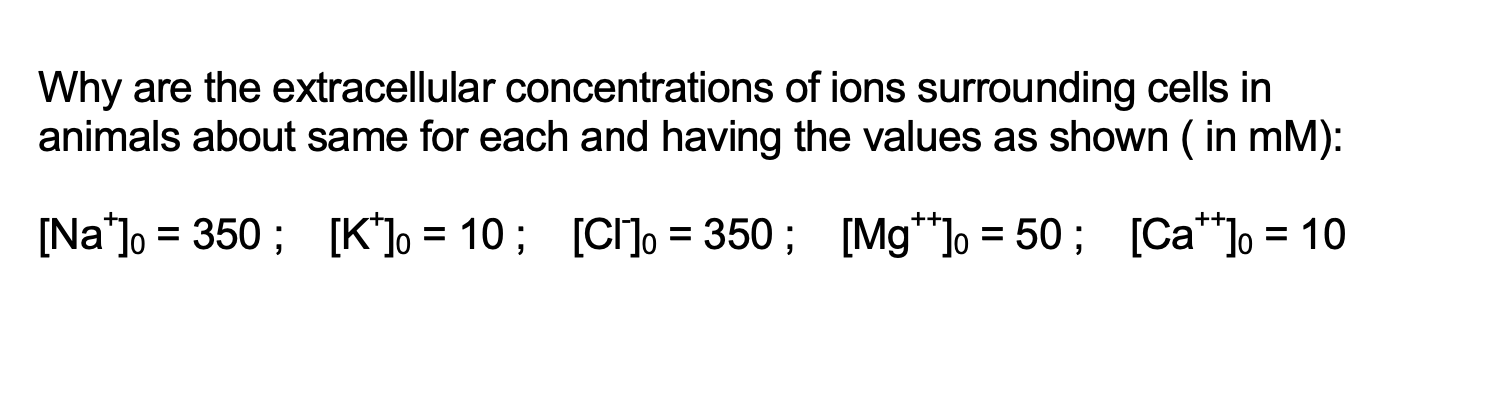 Solved Why are the extracellular concentrations of ions | Chegg.com