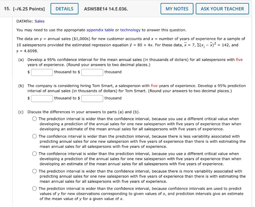 Solved DATAtile: Sales You may need to use the appropriate | Chegg.com