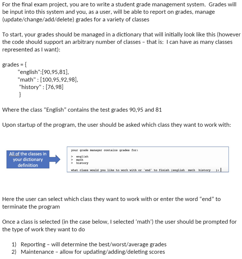 Solved For the final exam project, you are to write a | Chegg.com