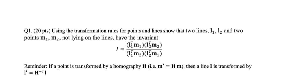 Solved Q1. (20pts) Using the transformation rules for points | Chegg.com