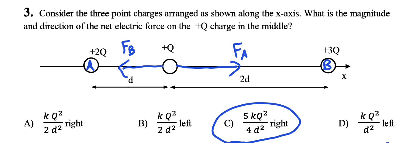 Solved 3. Consider the three point charges arranged as shown | Chegg.com