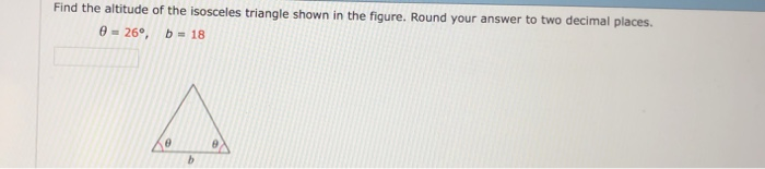 Solved Find the altitude of the isosceles triangle shown in | Chegg.com