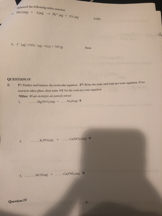 Solved B. Using the activity series table (see book or | Chegg.com