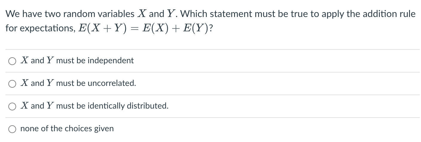 Solved We have two random variables X and Y. Which statement | Chegg.com