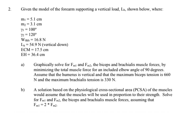 2. Given the model of the forearm supporting a | Chegg.com