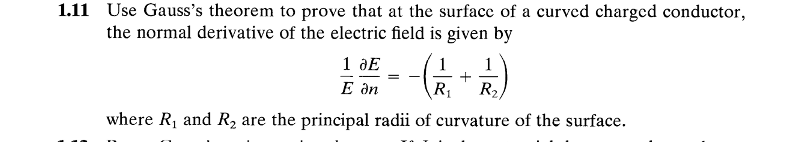 Solved 1.11 ﻿Use Gauss's theorem to prove that at the | Chegg.com
