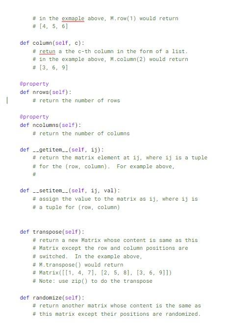 Solved 2. (Difficulty: *****) Define a Matrix class to | Chegg.com