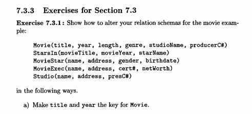 Solved Exercise 7.3.1: Show how to alter your relation | Chegg.com