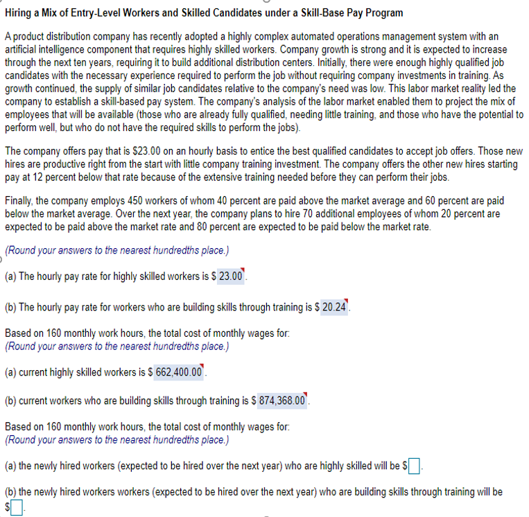 Solved Hiring a Mix of Entry-Level Workers and Skilled | Chegg.com