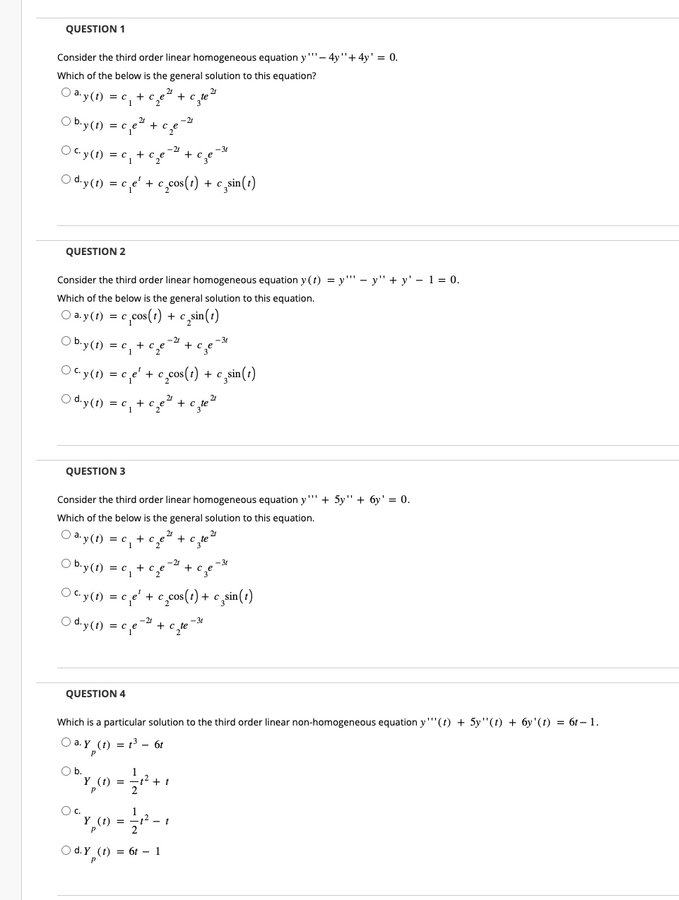 Solved QUESTION 1Consider the third order linear homogeneous | Chegg.com