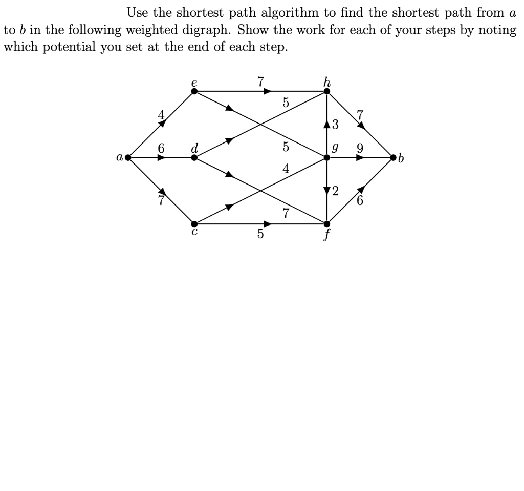 Solved Use the shortest path algorithm to find the shortest | Chegg.com