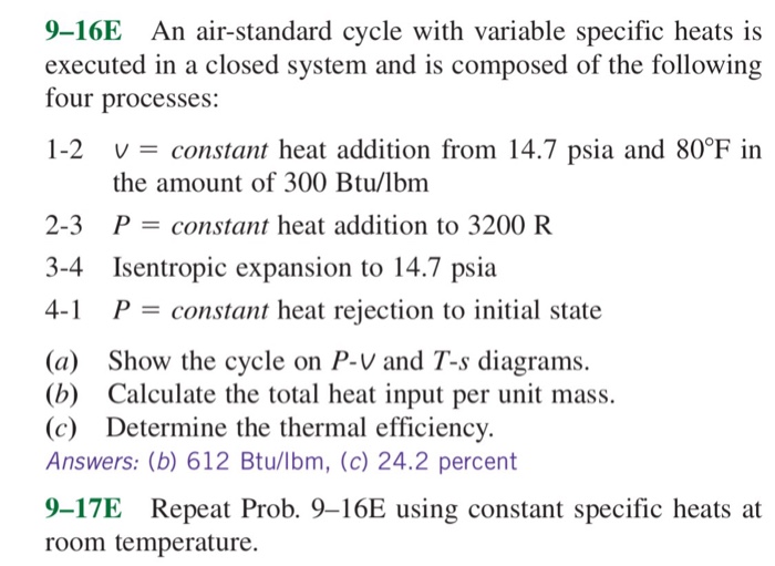 Solved An air-standard cycle with variable specific heats is | Chegg.com