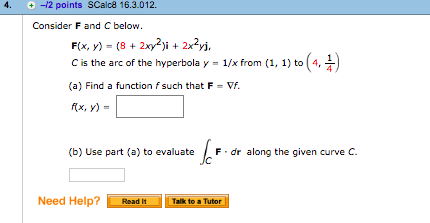 Solved 4. +-12 points SCalc8 16.3.012. Consider F and C | Chegg.com