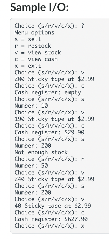 Solved Specification: Main class: Store A store sells one | Chegg.com