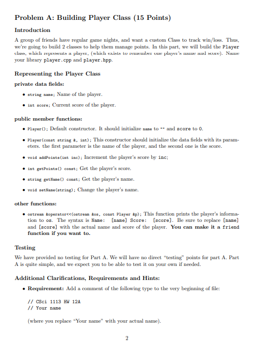 Solved: This is in c++. Part B uses Part A cpp and hpp fil