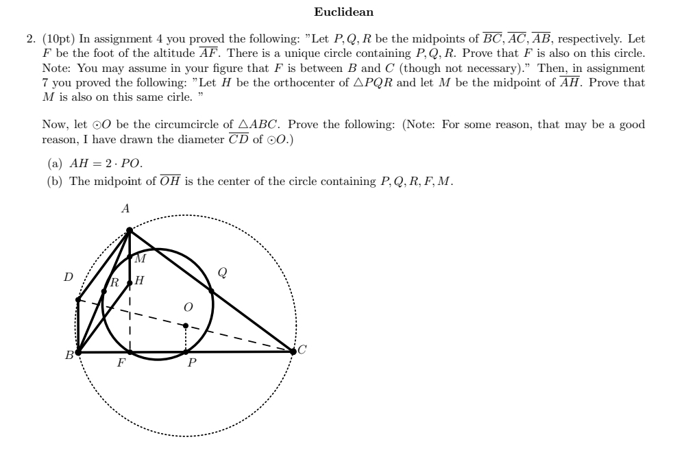 Solved Euclidean(10pt) Let circle O be the circumcircle of | Chegg.com Solved Euclidean(10pt) Let circle O be the circumcircle of | Chegg.com