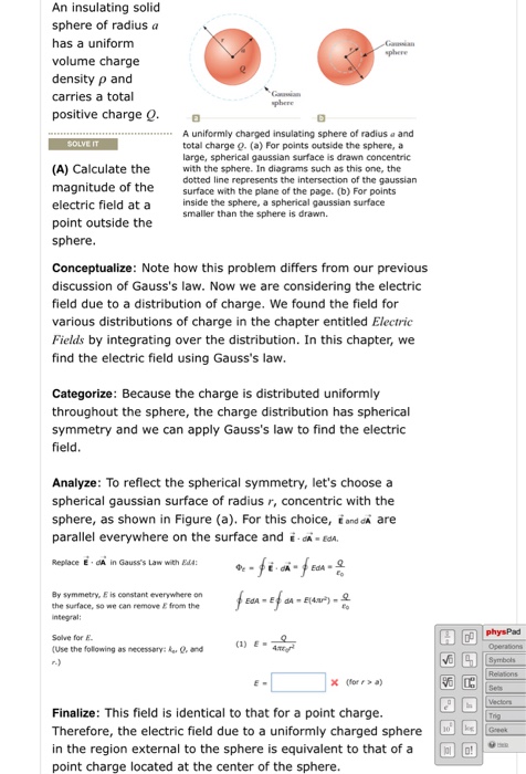 Solved An insulating solid sphere of radius a has a uniform | Chegg.com