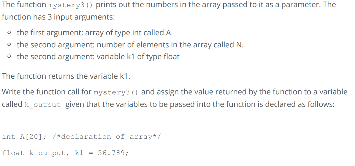 Solved The function mystery3 () prints out the numbers in | Chegg.com