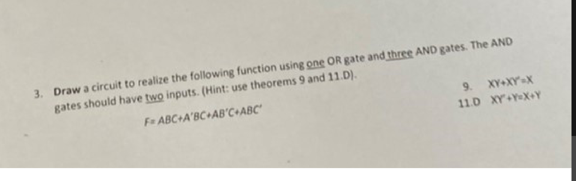 Solved 3. Draw a circult to realize the following function | Chegg.com