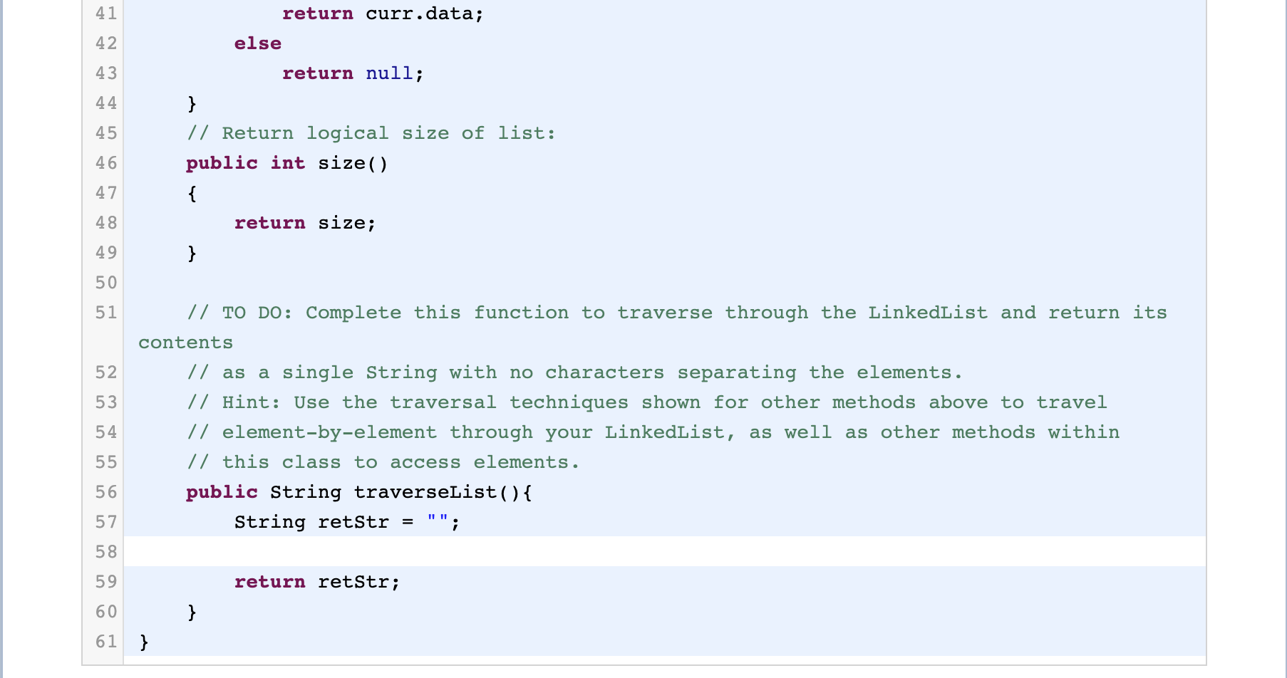 Solved Traverse and Print Nodes of LinkedList Complete the | Chegg.com